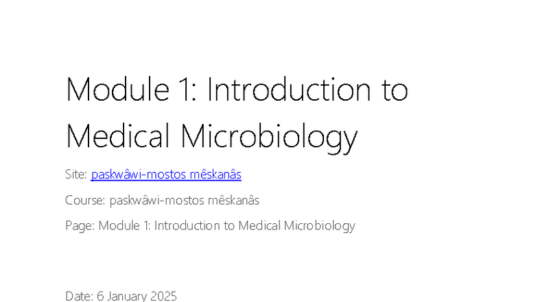 Module 1: Intro to Medical Microbiology - Key Concepts & Overview - Studocu