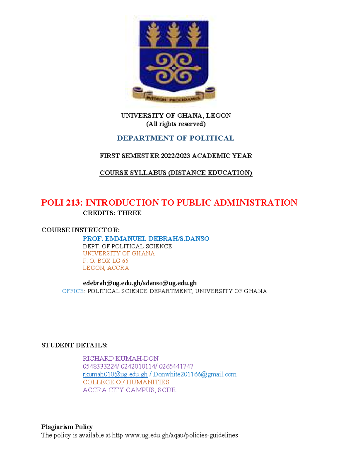 POLI 213: Introduction to Public Administration Course Syllabus - Studocu