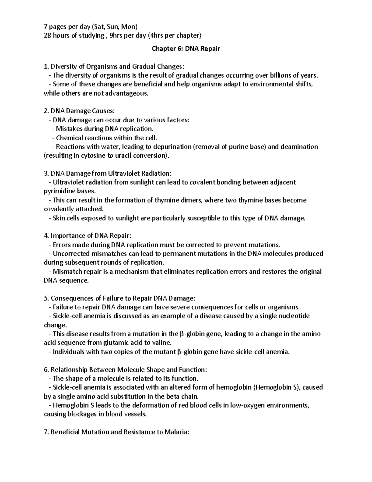 Exam 2 Study Guide: DNA Repair, Gene Expression & Membrane Transport ...