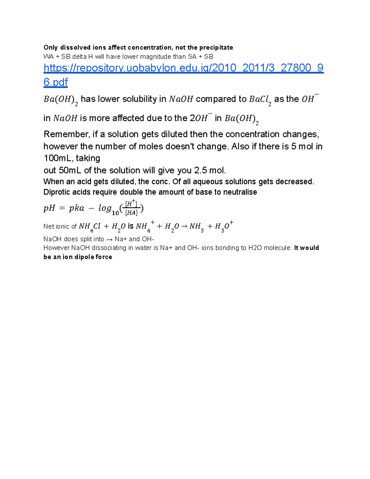 Chemistry Module 6 Acid Base Reactions - Only dissolved ions affect ...