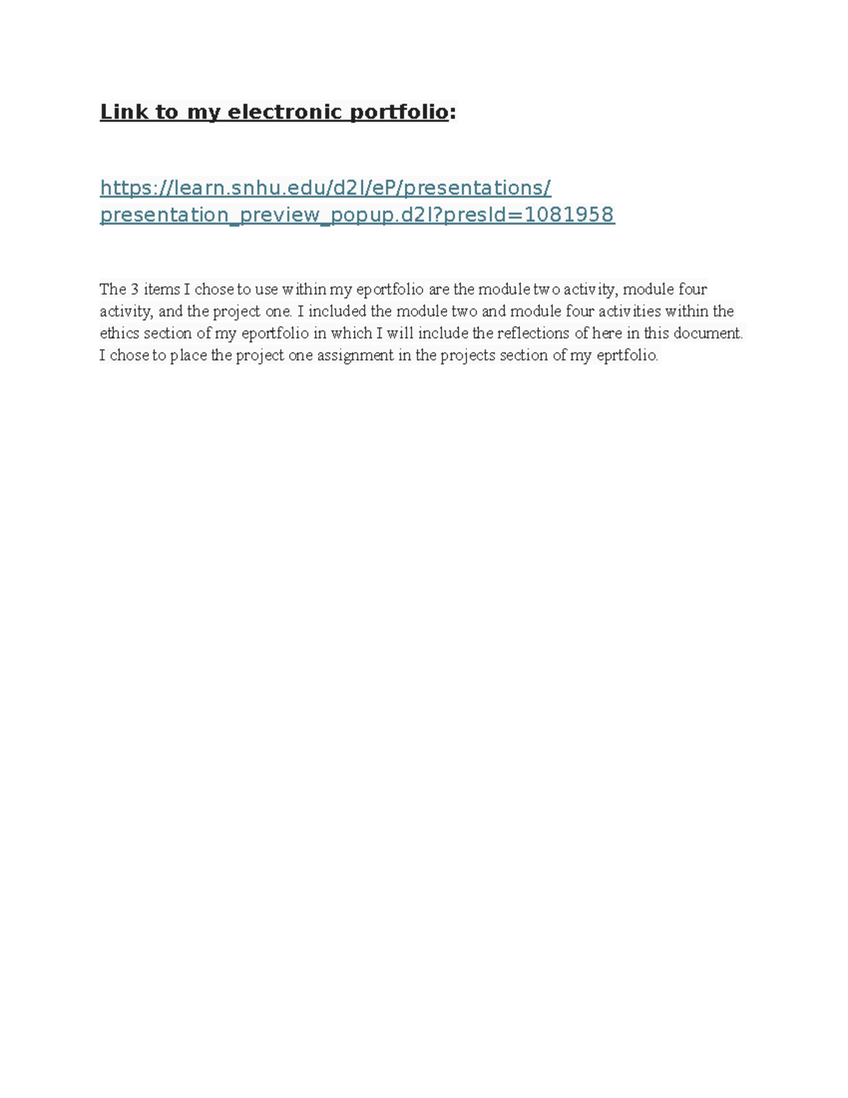 Psy222 Eportfolio: Reflections on Module Activities & Project One - Studocu