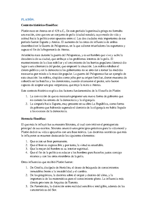 Texto de Platón y claves para el comentario de texto PAU - Textos de ...