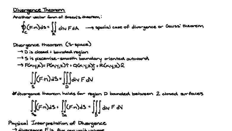 9.16 - Divergence Theorem: Understanding Fluid Dynamics and Flux - Studocu