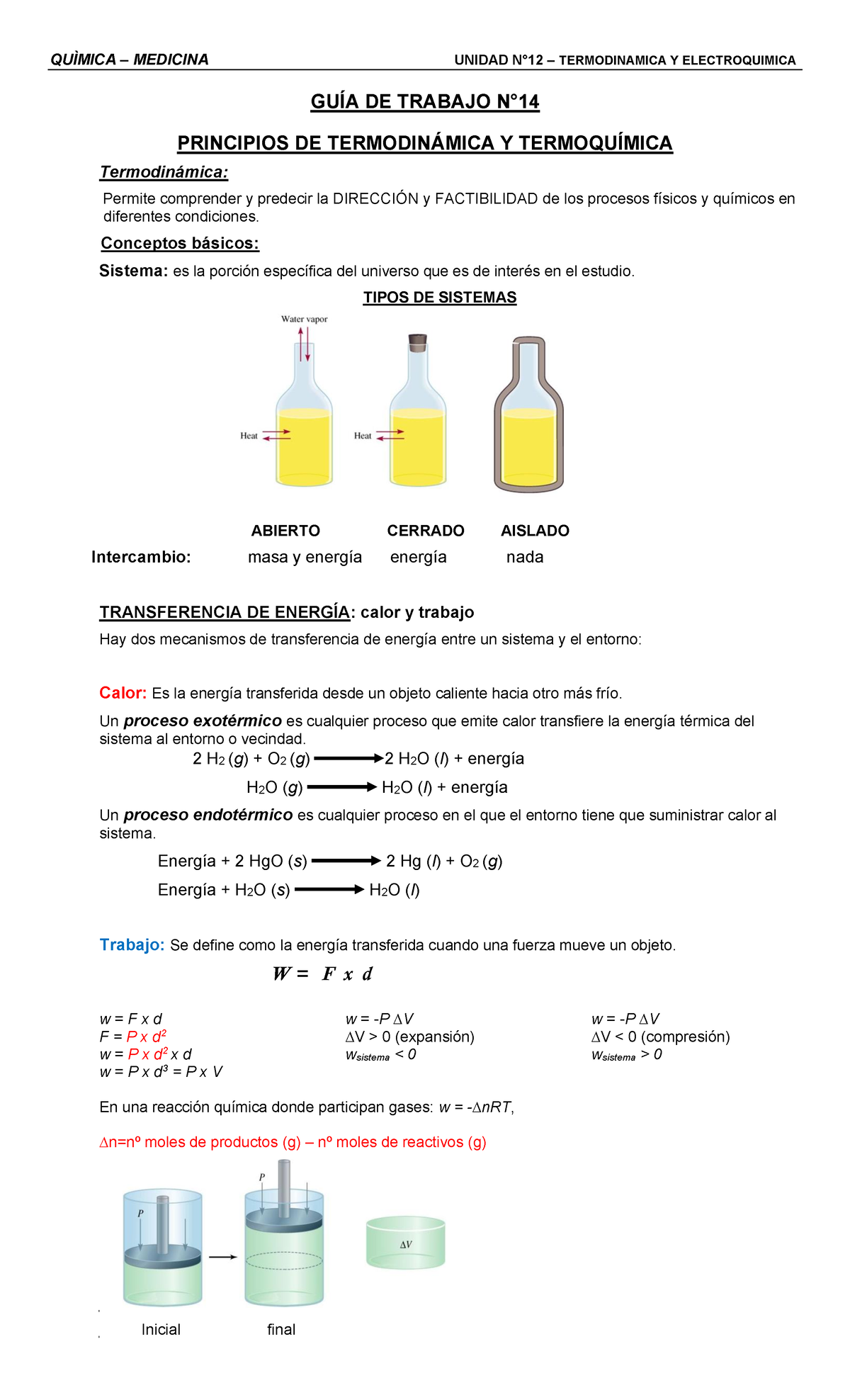 GUÍA DE TRABAJO N°14 - QUÍMICA: TERMODINÁMICA Y ELECTROQUÍMICA - Studocu