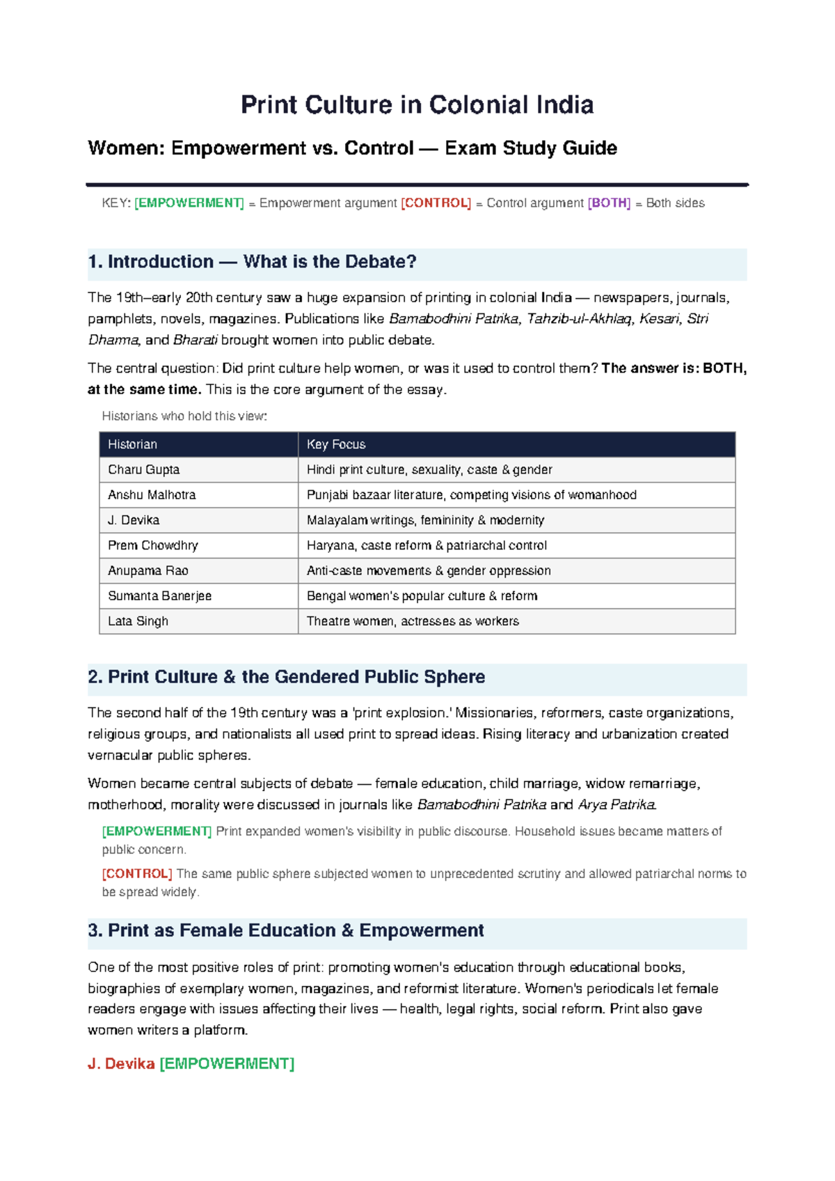 Print Culture in Colonial India: Empowerment vs. Control Exam Study ...
