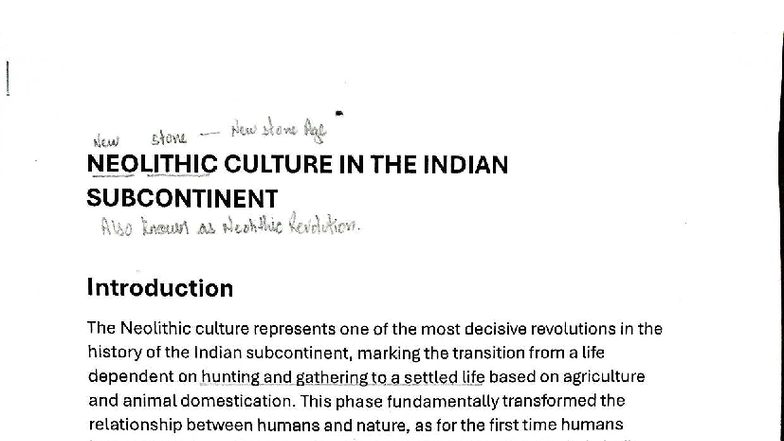 Neolithic Culture in the Indian Subcontinent: A Historical Overview ...