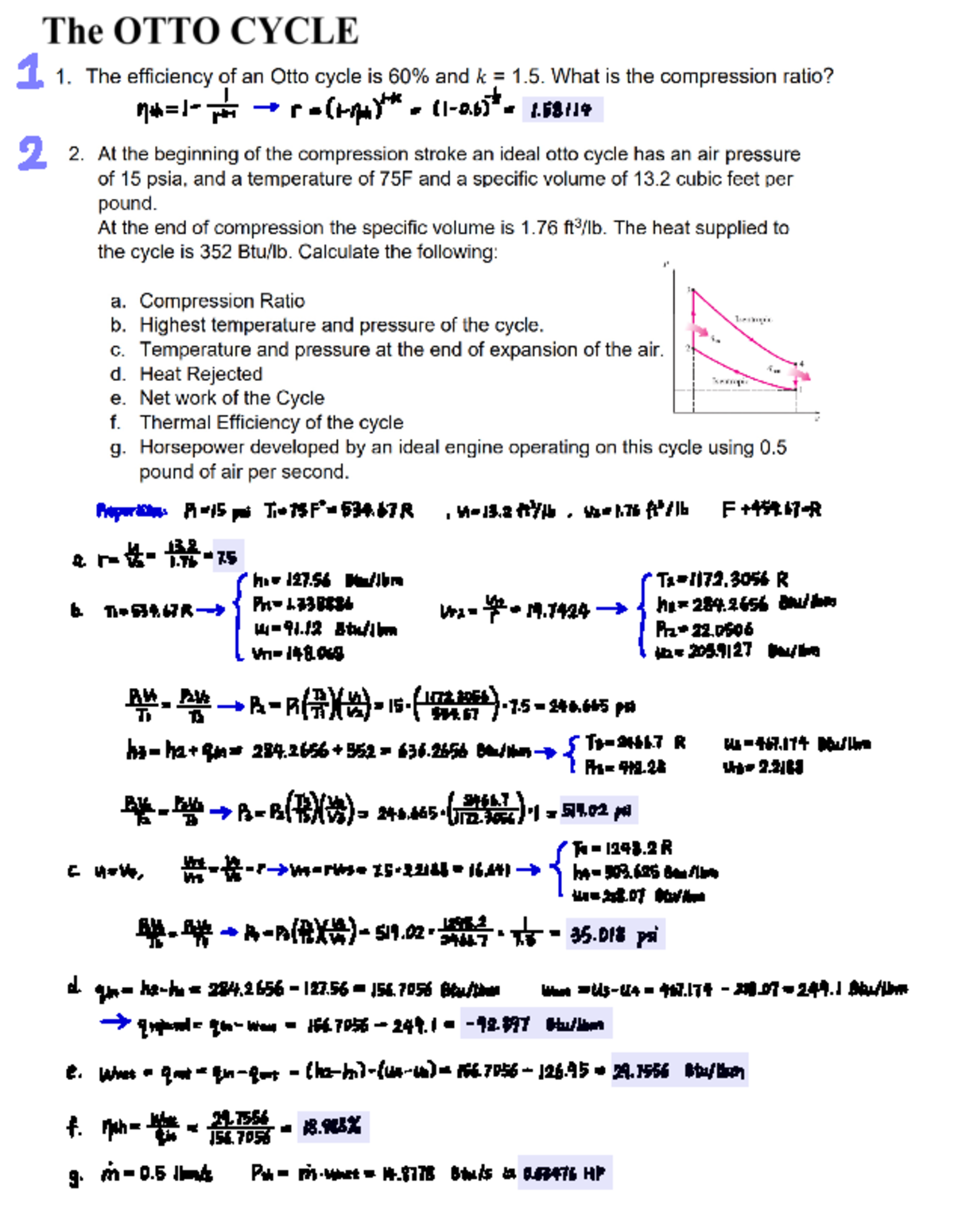Otto Cycle Analysis & Calculations - HW2 - Studocu
