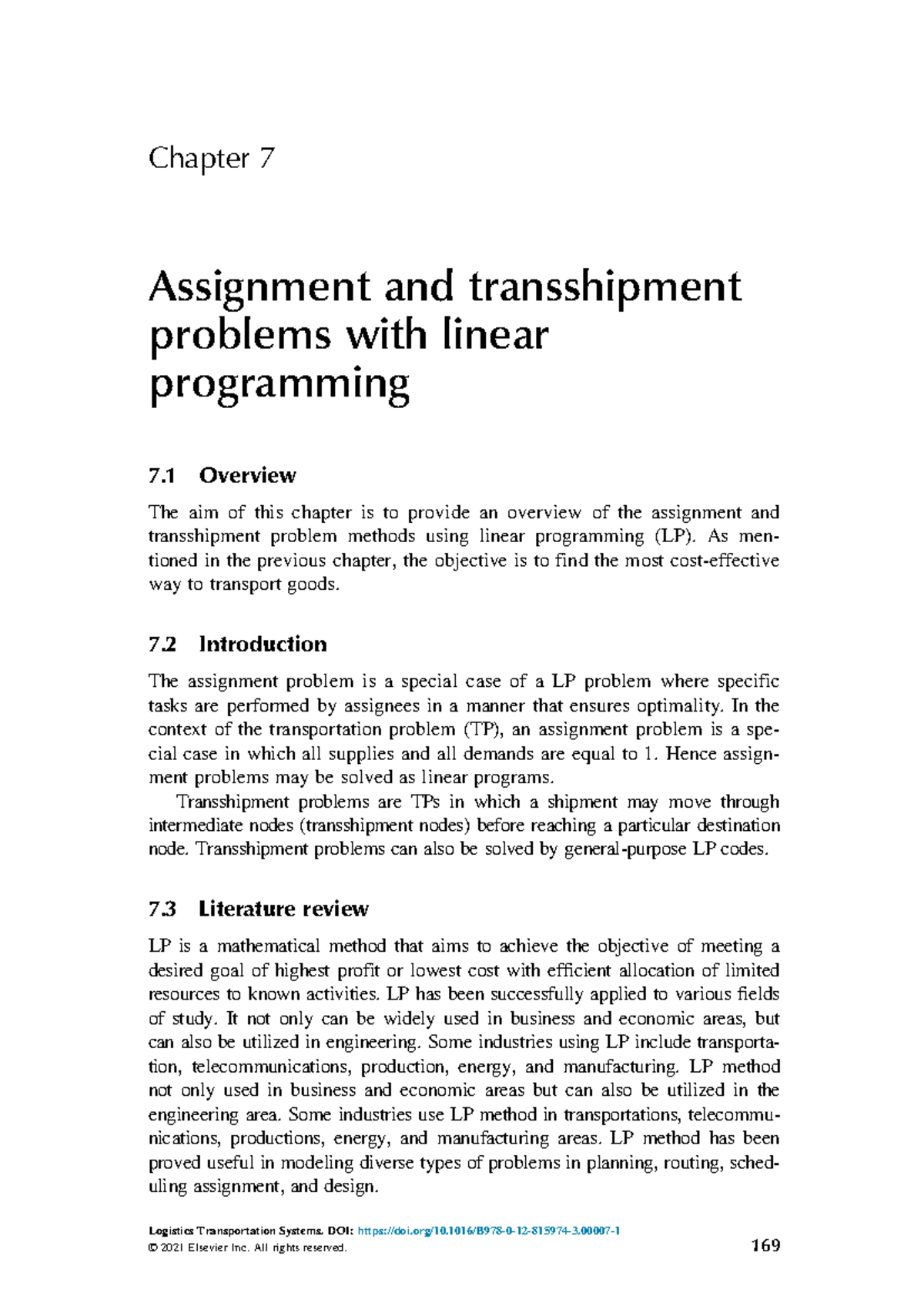 Assignment and Transshipment Problems in LP - Chapter 7 Overview - Studeersnel