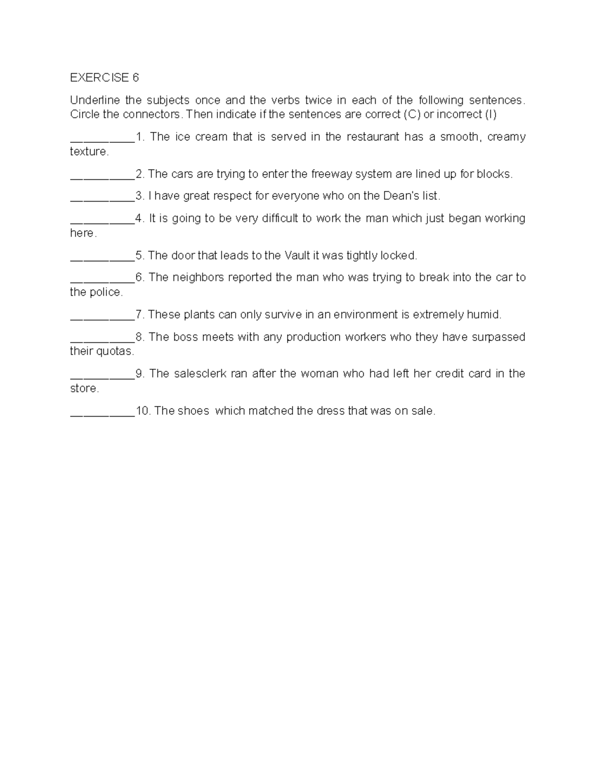 Exercise 12: Sentence Structure Analysis and Correctness Evaluation ...
