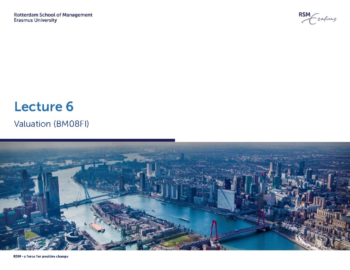 Valuation Techniques and Insights from Lecture 6 (BM08FI) - Studeersnel