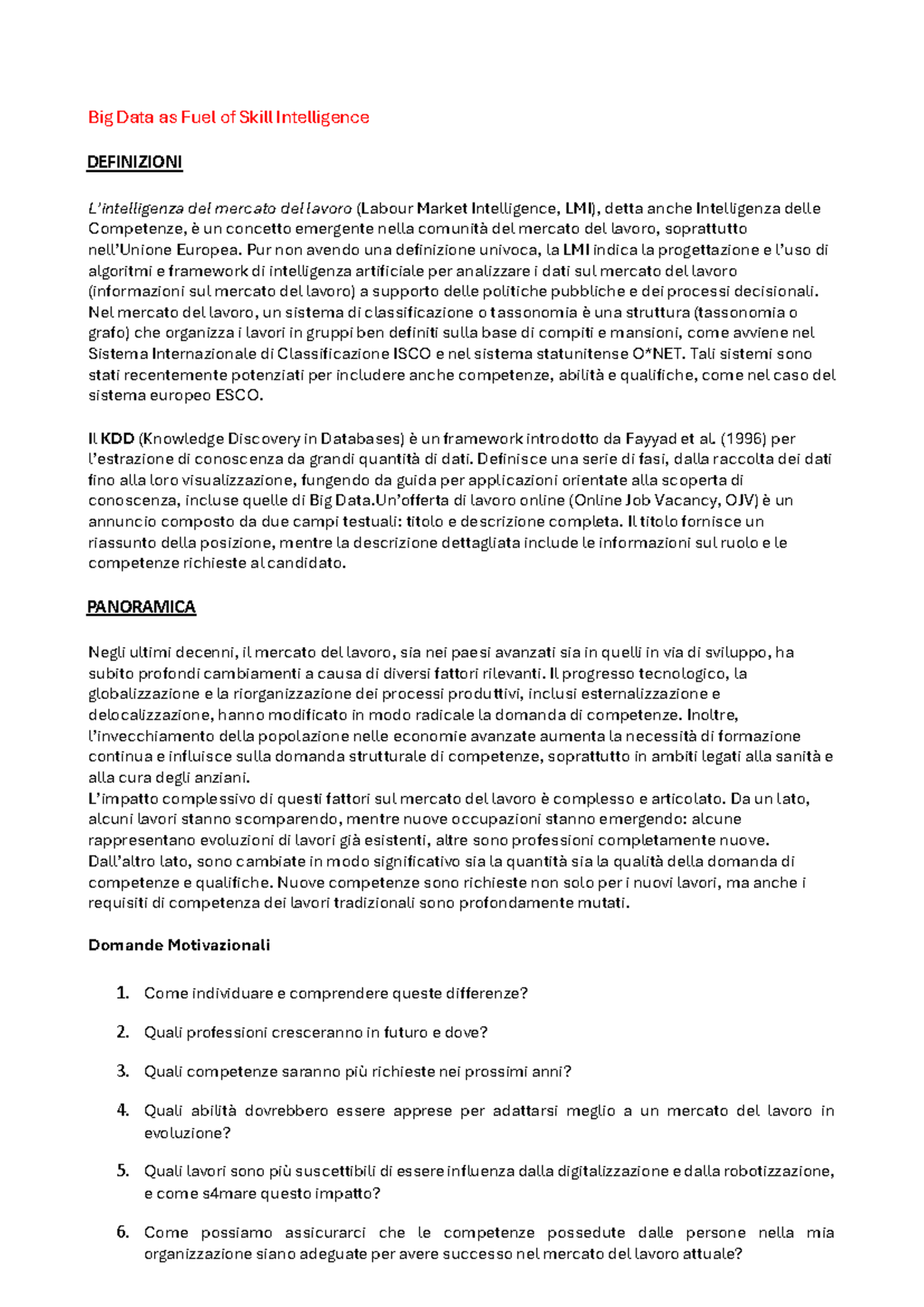 Big Data e Intelligenza delle Competenze: Analisi del Mercato del ...
