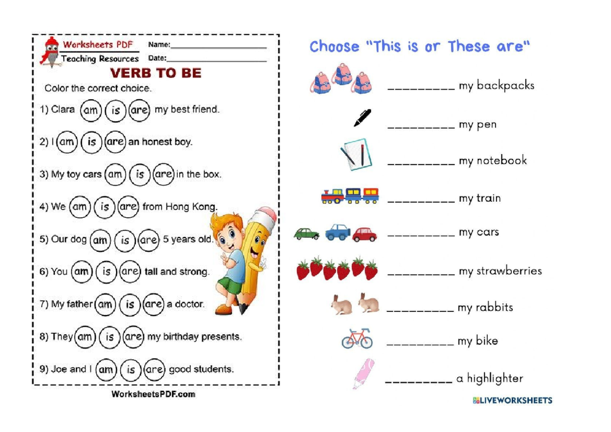 EELIVEWORKSHEETS: Worksheets on Verb To Be - Teaching Resources - Studocu