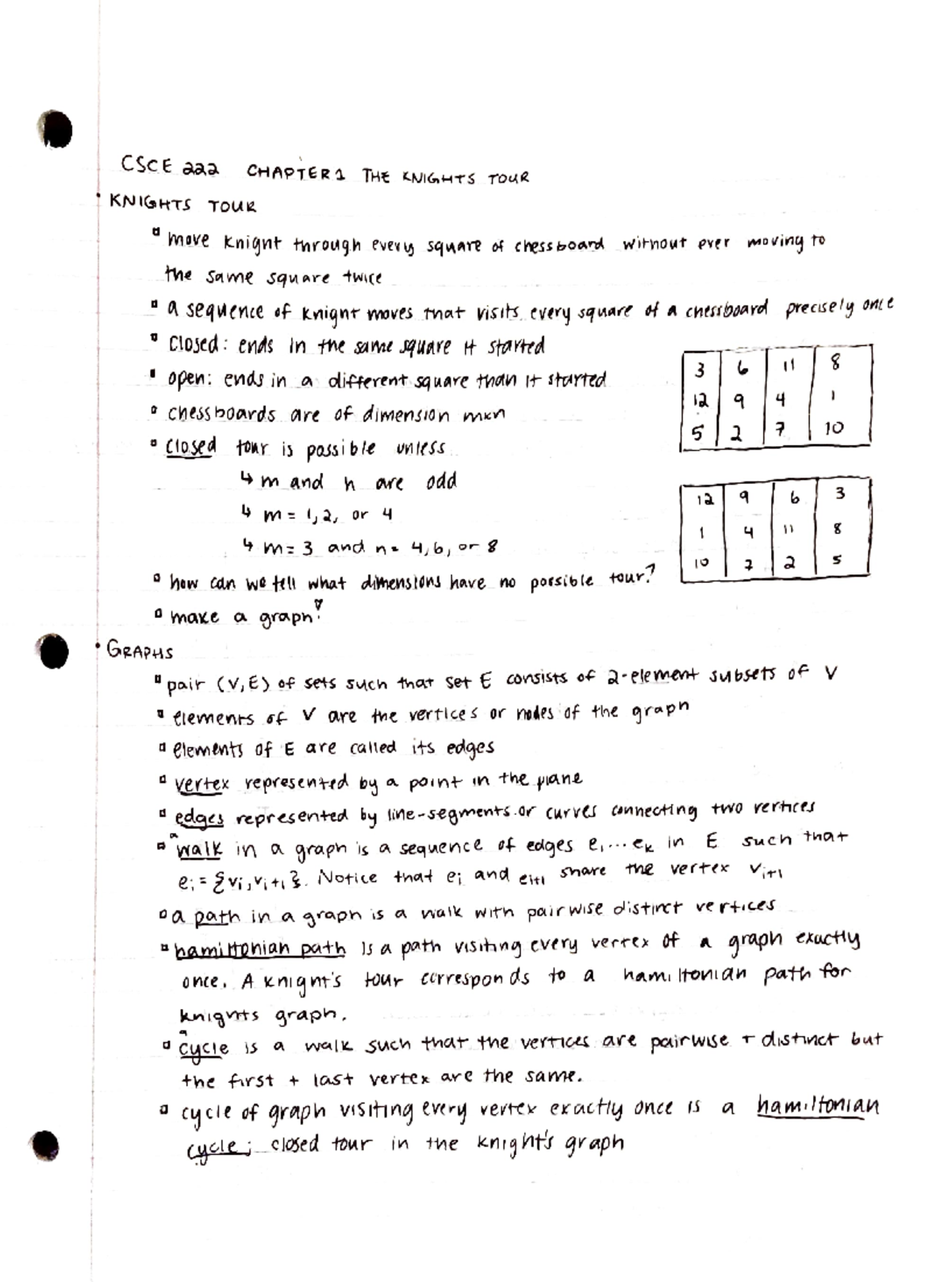 CSCE aaa Chapter 1: Understanding Knight's Tour and Graph Theory - Studocu