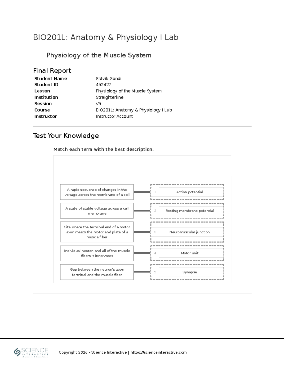 BIO201L: Final Report on Muscle System Physiology Lab - Studocu
