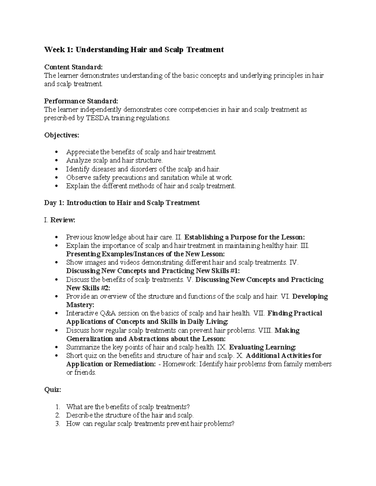 Week 1-8-1: Hairdressing Modules - Introduction to Scalp Treatment ...