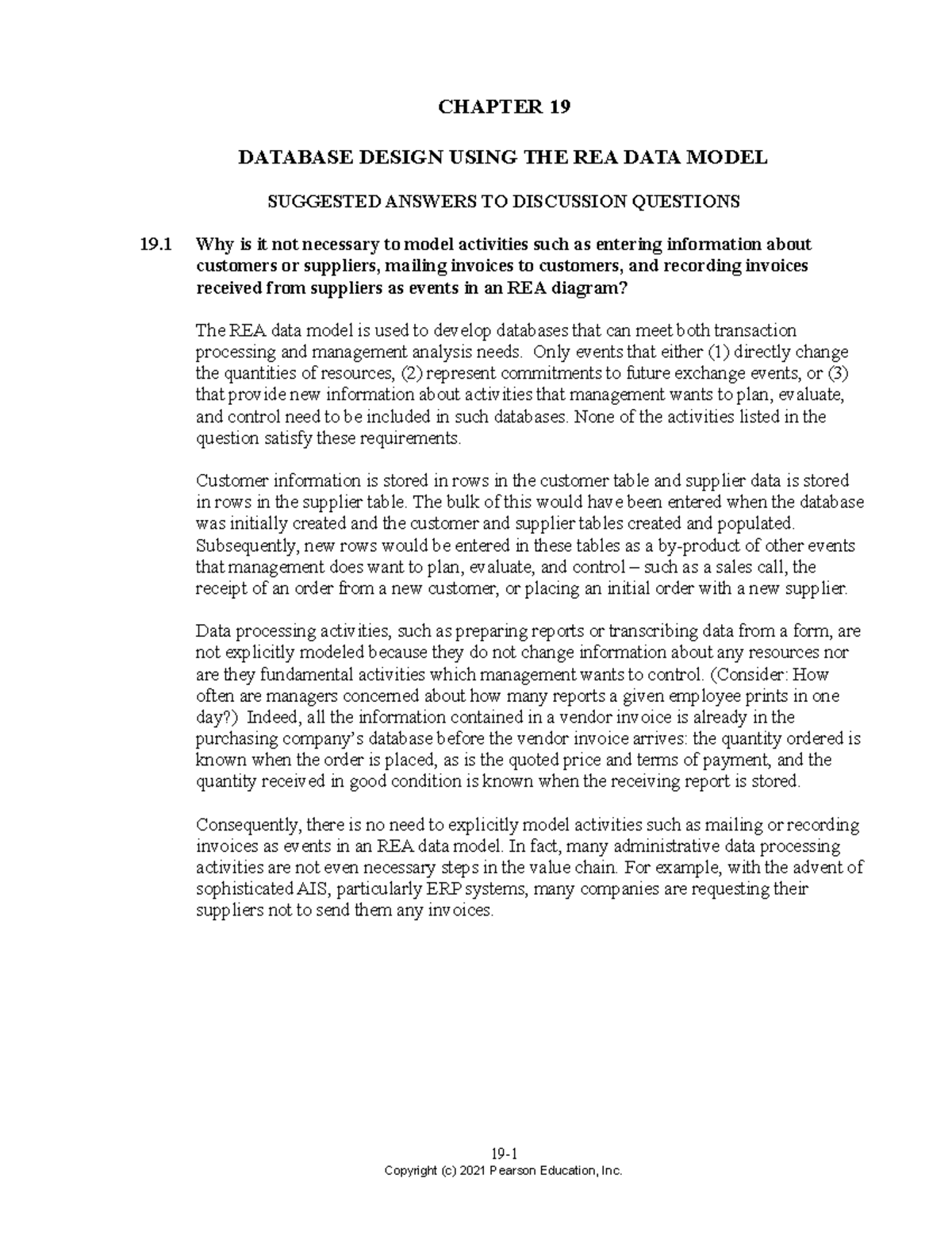 Ch 19 Database Design Using THE REA DATA Model - CHAPTER 19 DATABASE ...