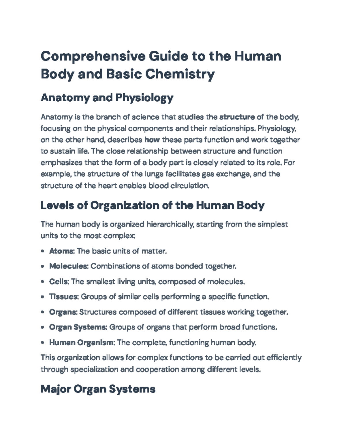 Comprehensive Guide to Human Anatomy & Basic Chemistry (BIO101) - Studocu