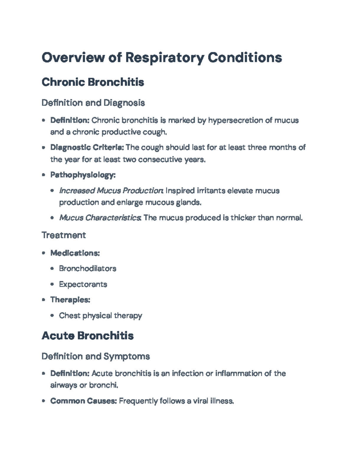Overview of Respiratory Conditions: Bronchitis, Pneumonia, and PE ...