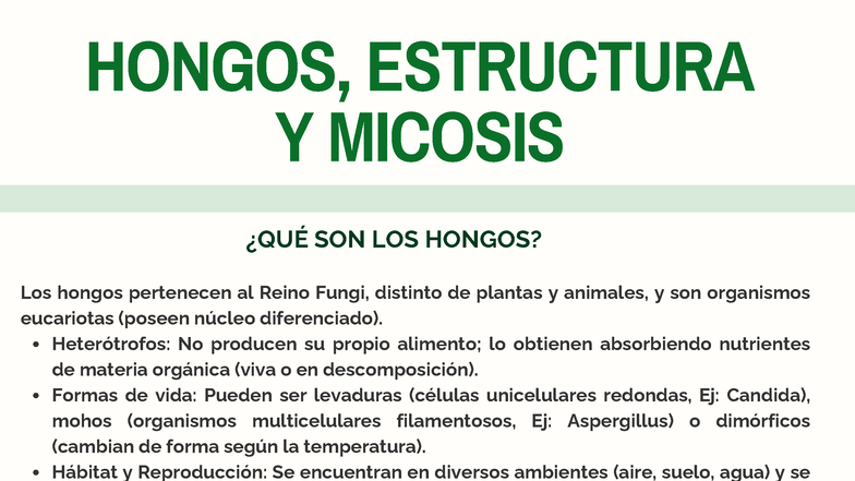 Infografía sobre Hongos y Micosis: Estructura y Enfermedades - Studocu