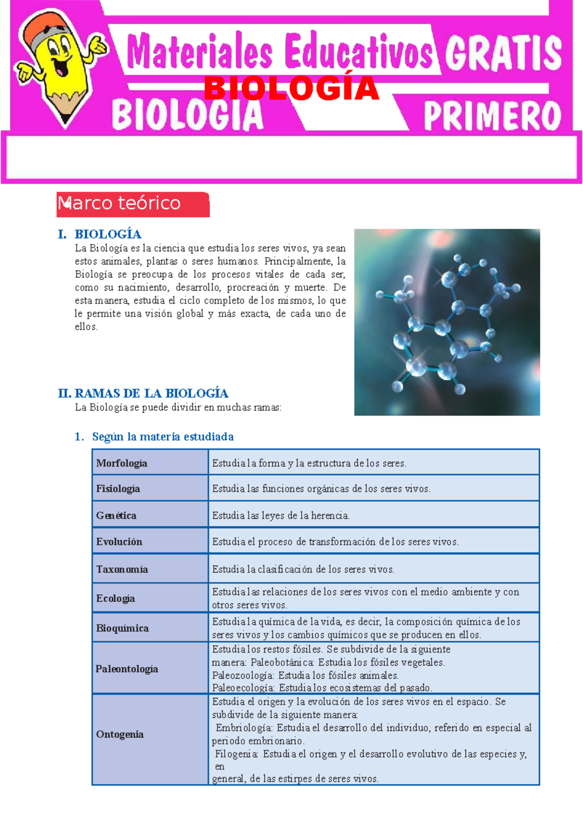 BIO 101: Ramas de la Biología y sus Fundamentos - Studocu