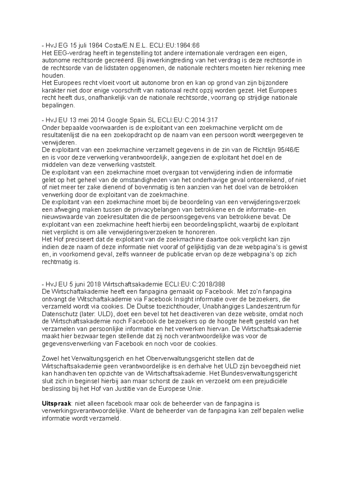 Arresten over Privacy en Gegevensbescherming in de EU (Rechtsorde ...