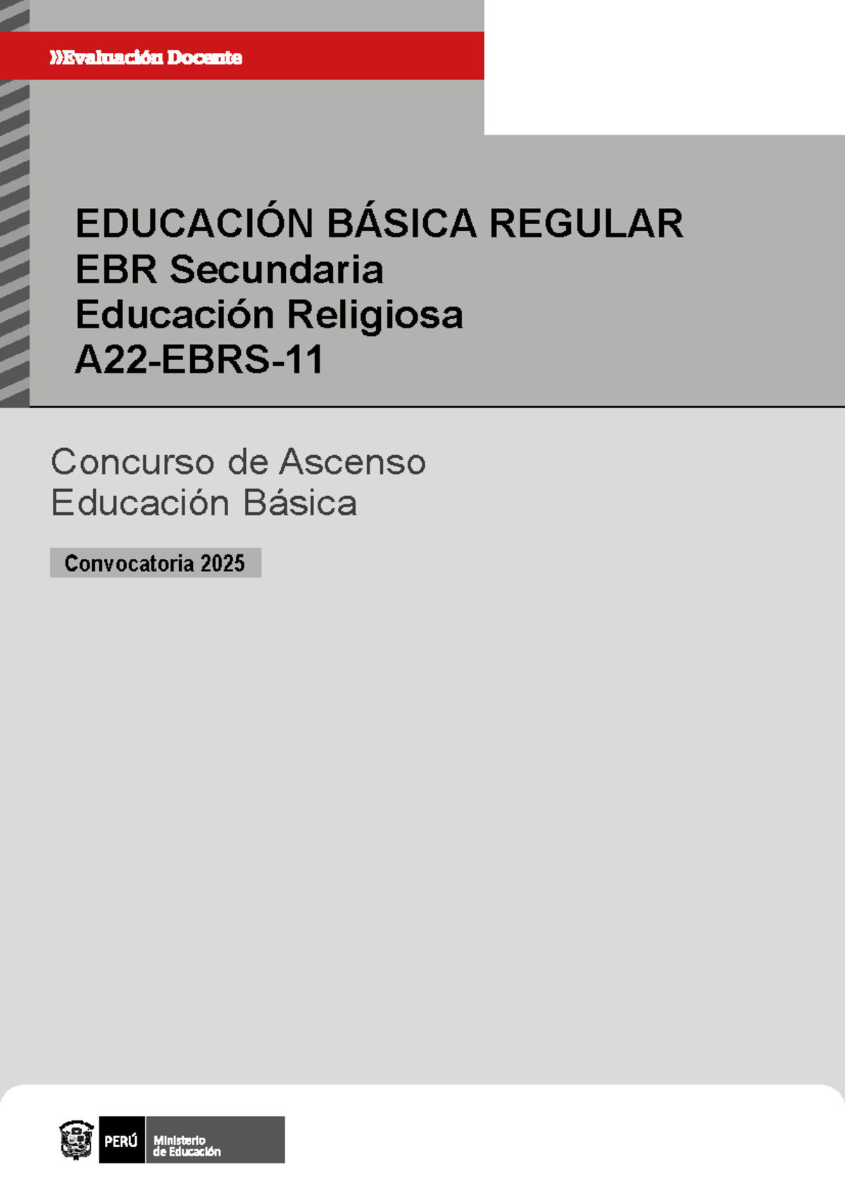 Concurso de Ascenso EBR Secundaria: Educación Religiosa 2025 - Studocu