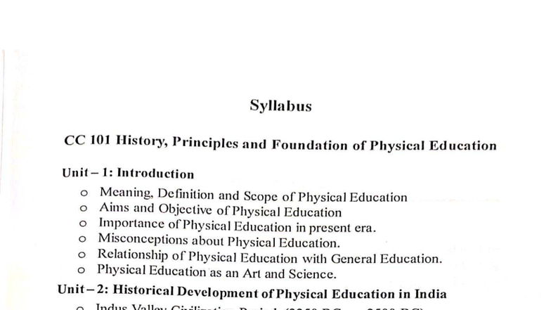 Syllabus CC 101: History, Principles, and Foundations of Physical ...