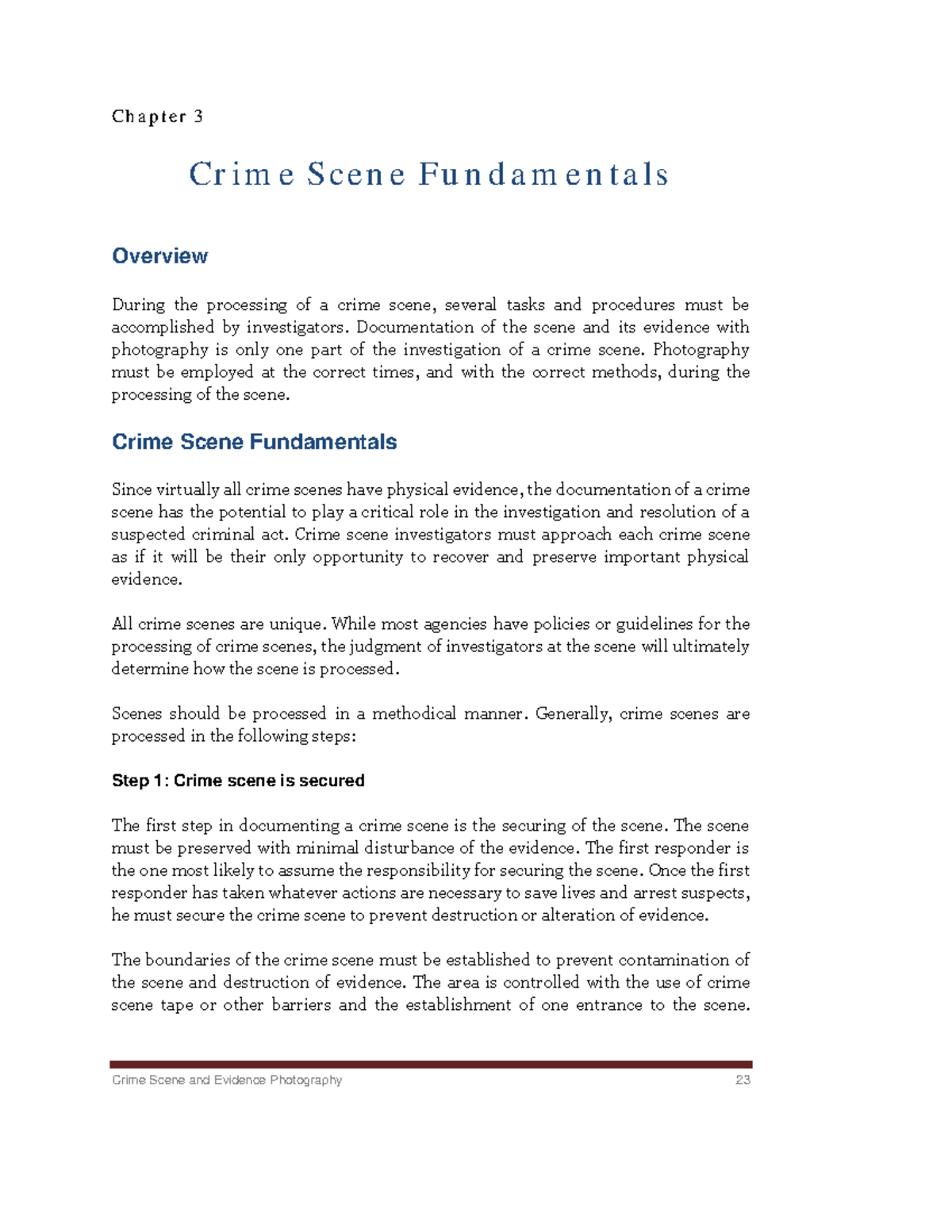 Crime Scene and Evidence Photography (CSE 201) Chapter 3 Overview - Studocu