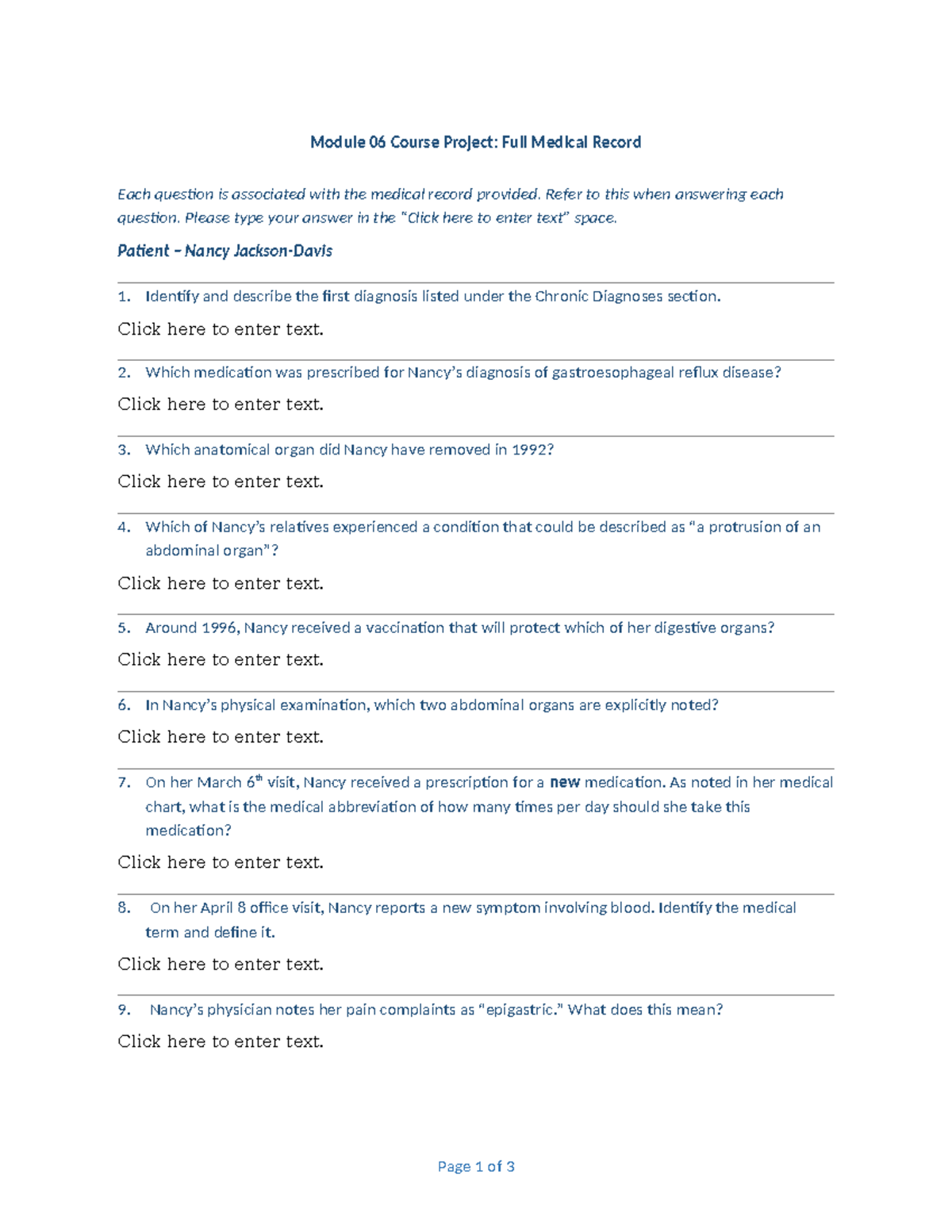 Mod06 Course Project Questions - Module 06 Course Project: Full Medical ...