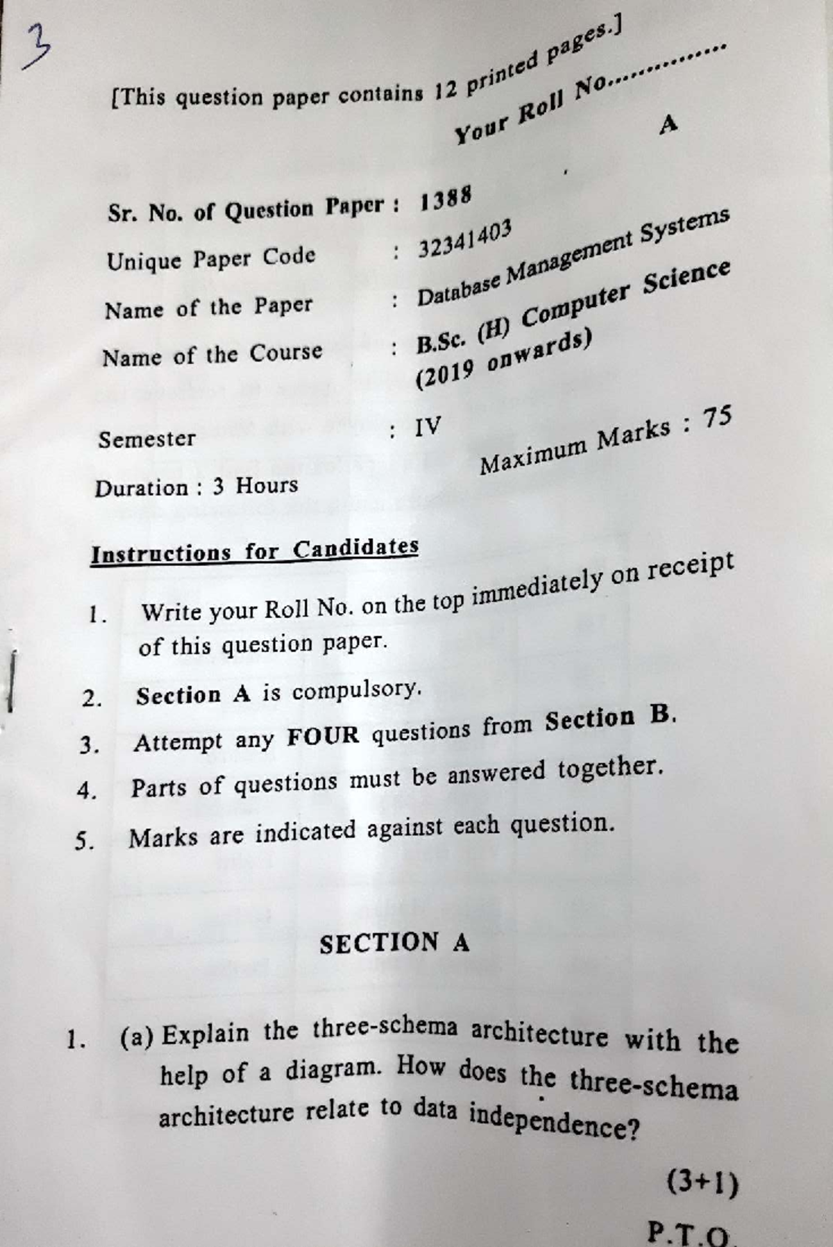 DBMS 2022 - Database Management Systems Question Paper (Sem IV) - Studocu