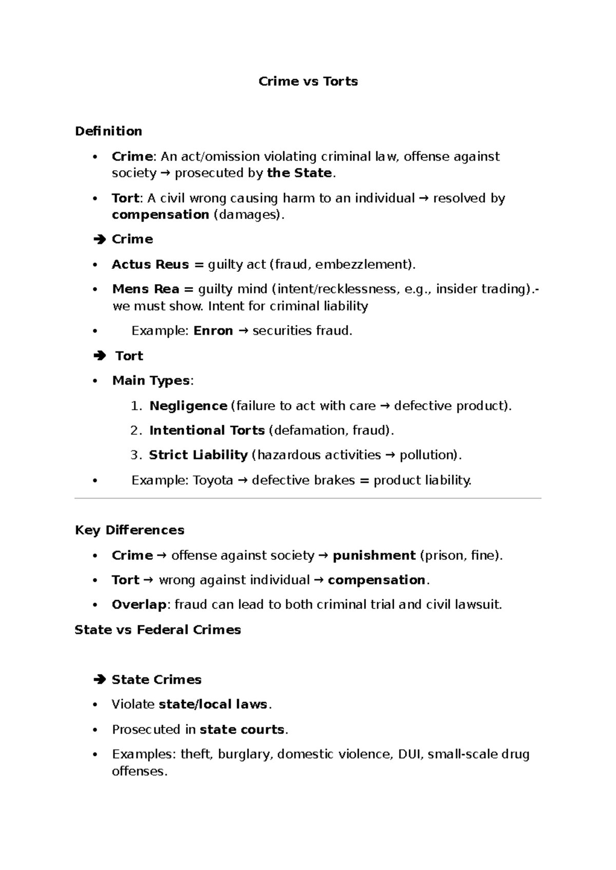 Crime vs Torts: Definitions, Differences, and Corporate Implications ...
