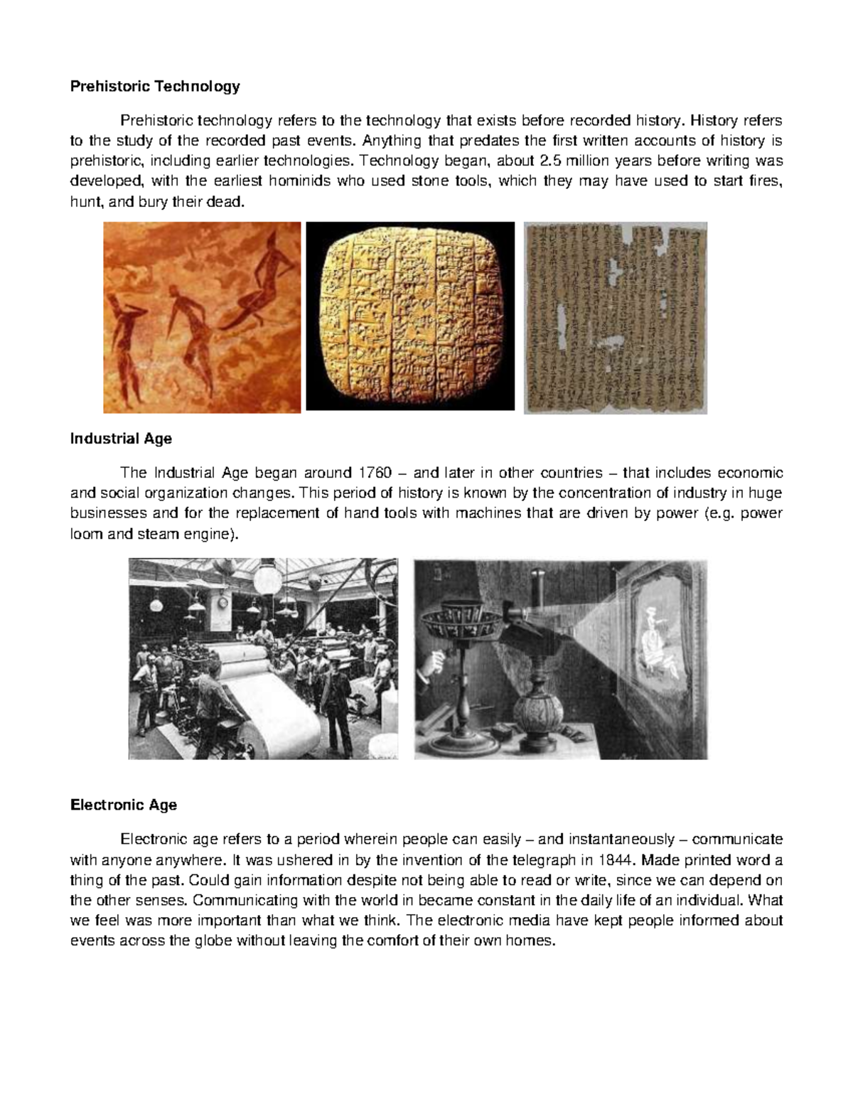 Lesson 2 Media Evolution - Prehistoric Technology Prehistoric ...