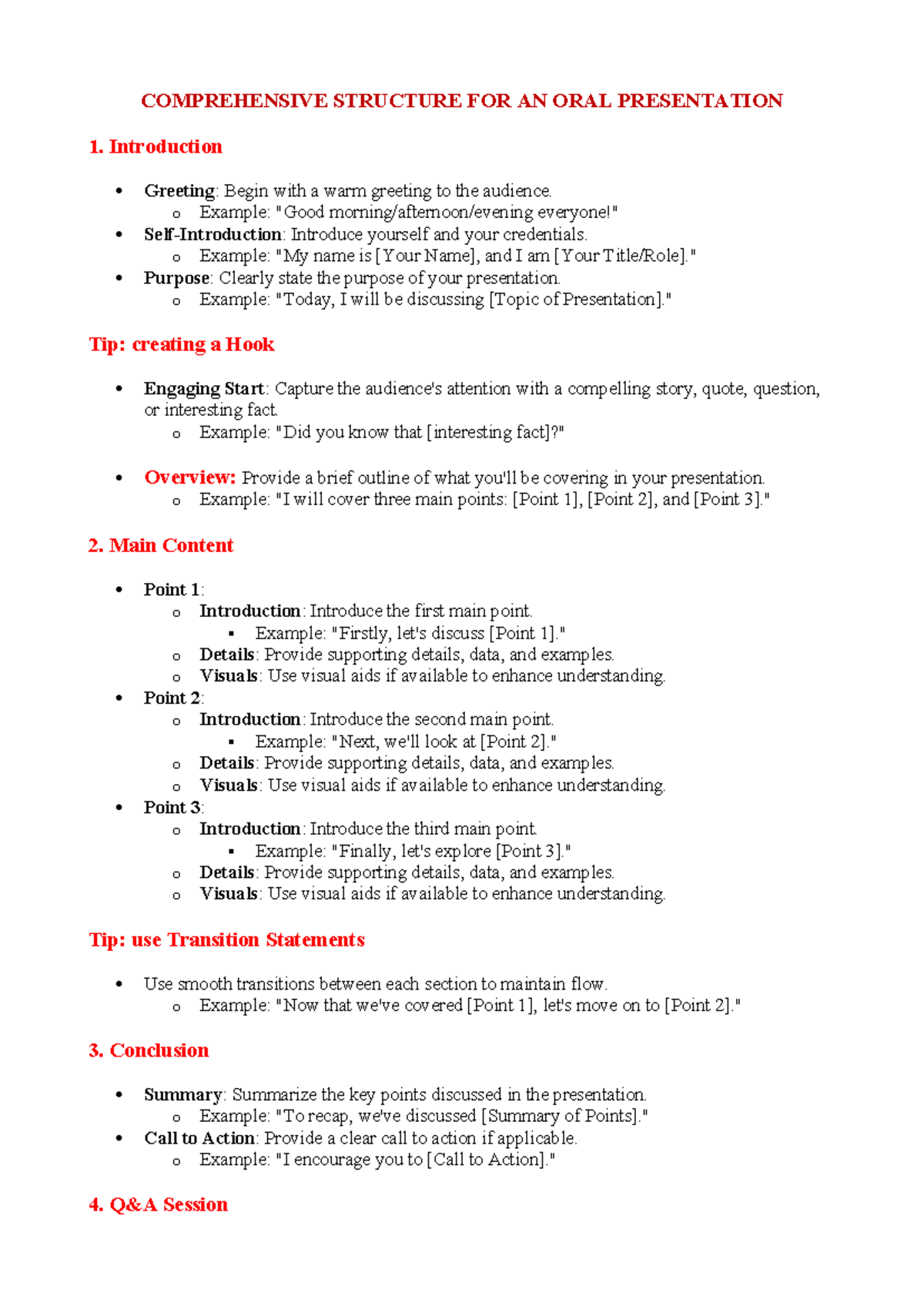 COMPREHENSIVE GUIDE TO AN ORAL PRESENTATION - Studocu