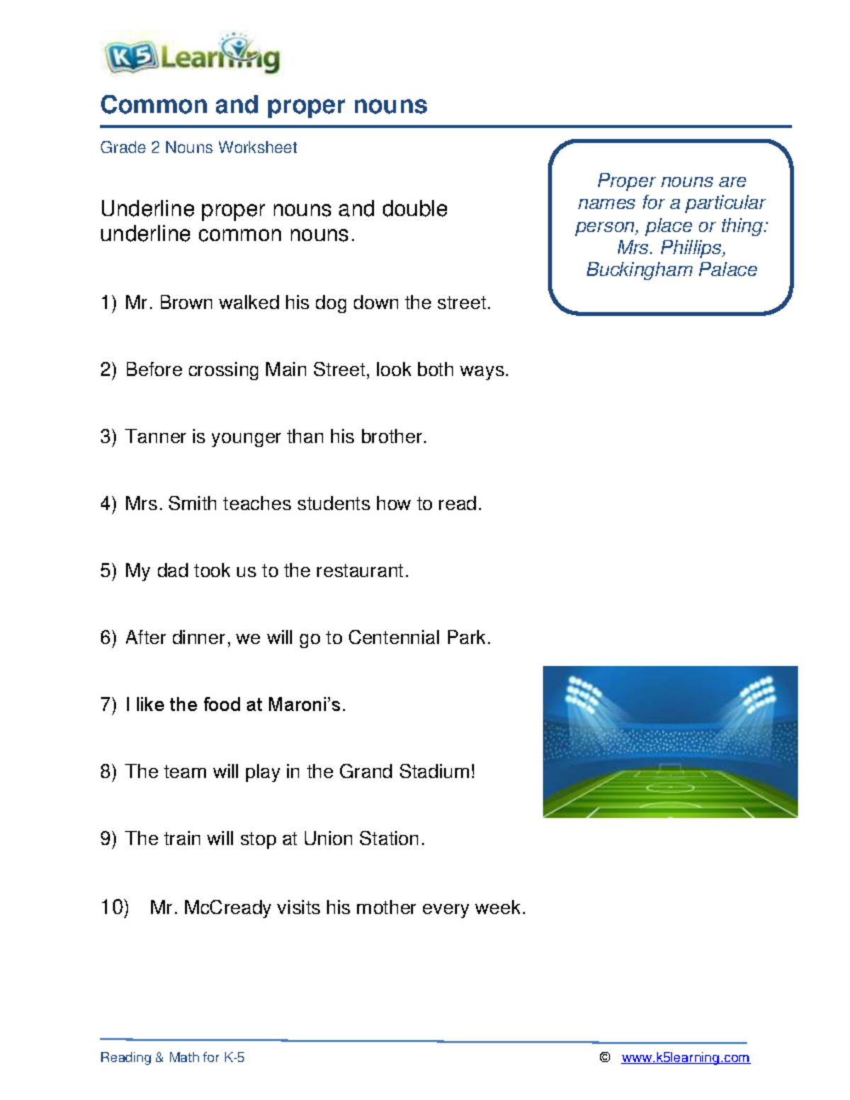 Grade 2 Nouns Worksheet: Common & Proper Noun Activities - Studocu
