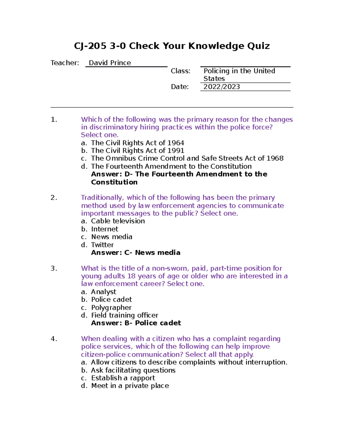 CJ 205 5-3 Quiz - Quiz for all of Module 5 - CJ-205 5-3 Module Five ... CJ 205 5-3 Quiz - Quiz for all of Module 5 - CJ-205 5-3 Module Five ...