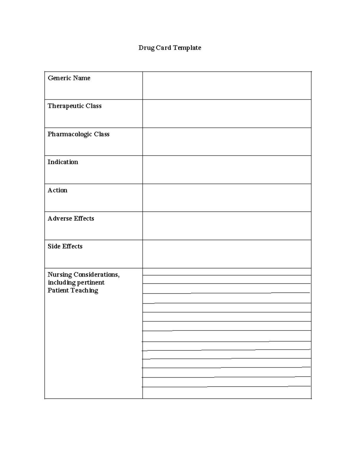 DRUG CARD Template - Drug Card - Nurse3020 - Drug Card Template Generic ...