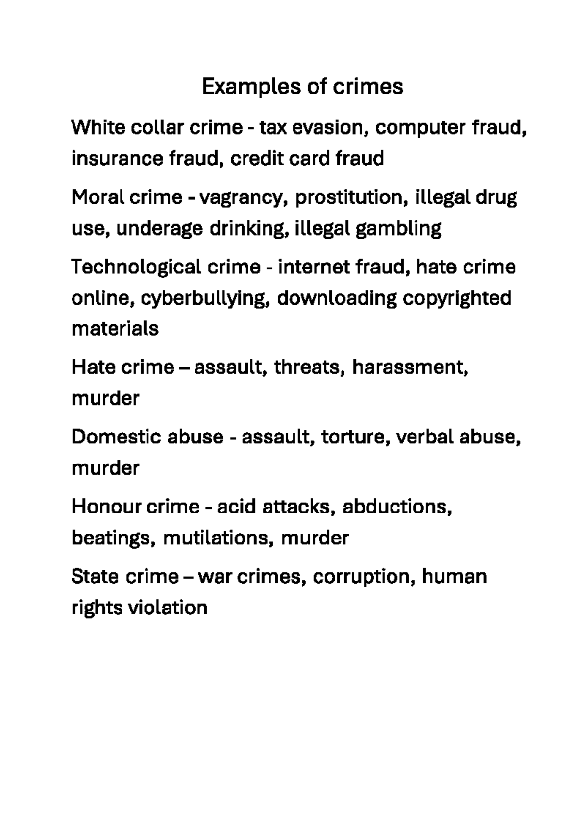 Crime examples - Examples of crimes White collar crime tax evasion ...