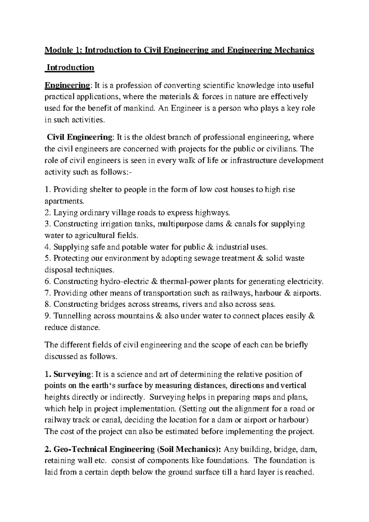 Ece-module-1 - Assignment - Module 1: Introduction to Civil Engineering ...