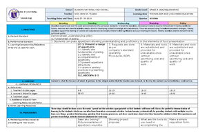 Cookery-Dll-Dpl - DLL - DETAILED LESSON PLAN School PDMHS Grade Level ...