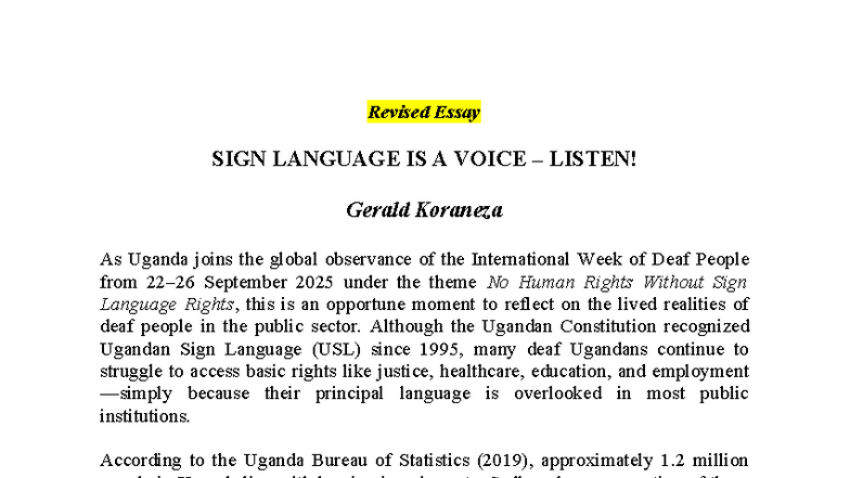Koraneza- Sign Language Is a Voice - Revised Essay SIGN LANGUAGE IS A ...