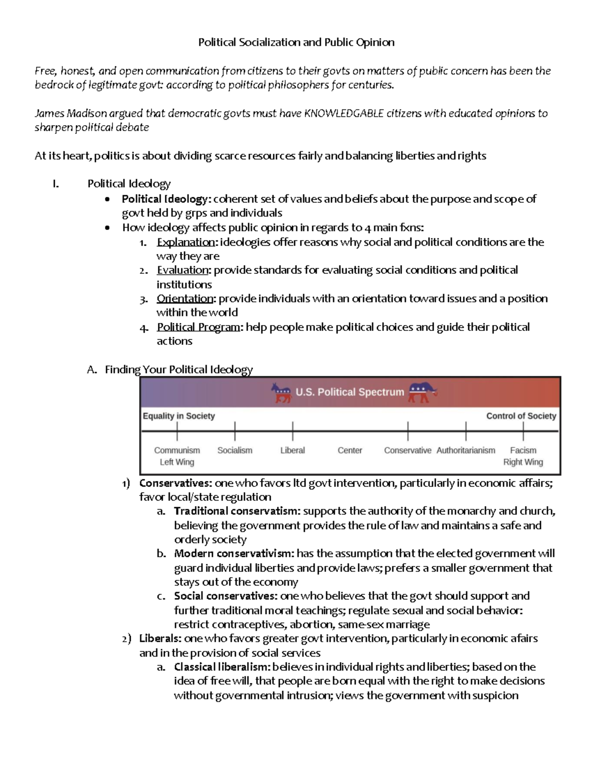Political Socialization & Public Opinion Study Notes (POSC 101) - Studocu