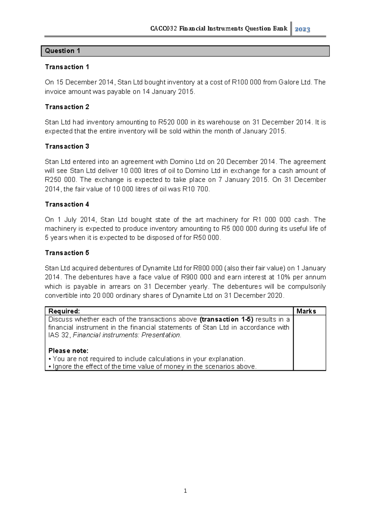IAS 32 & IFRS 9: Classification of Financial Instruments for Stan Ltd ...