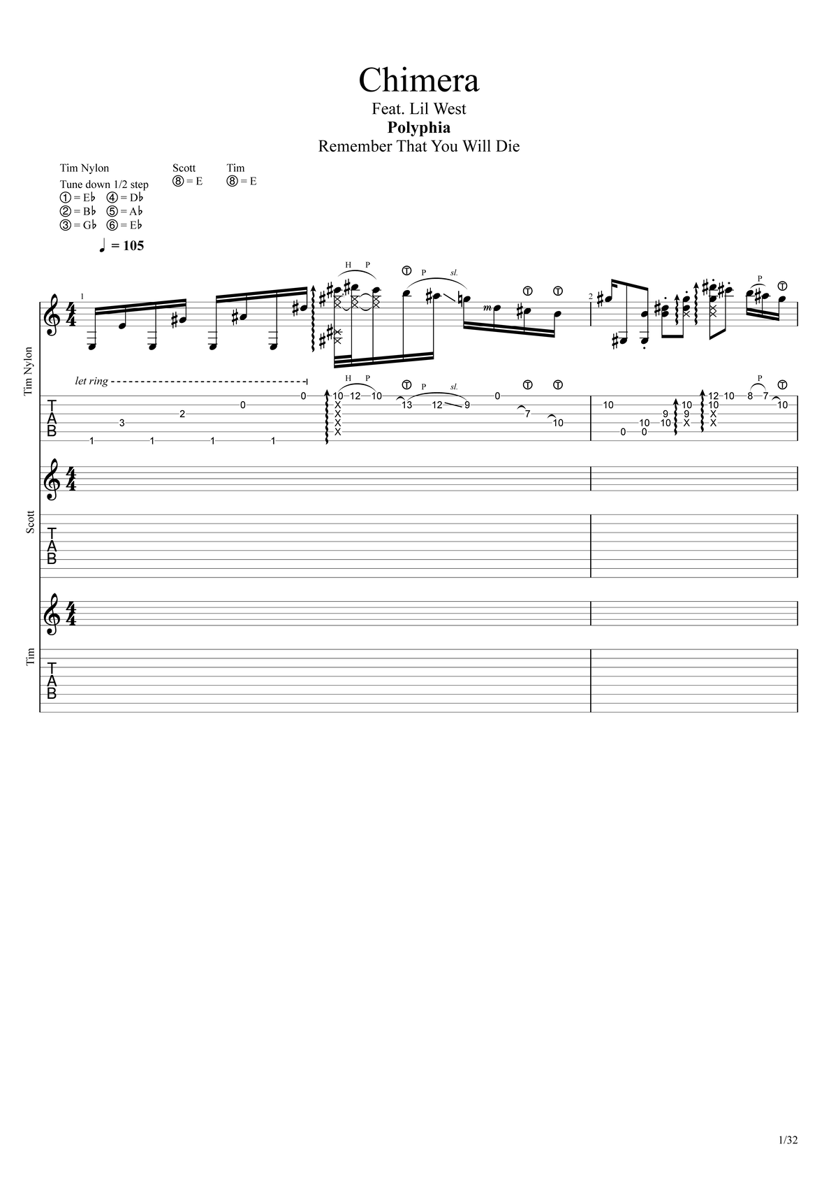 Chimera Guitar Tabs - Tim Nylon 105 H P Tab Notes - Studocu