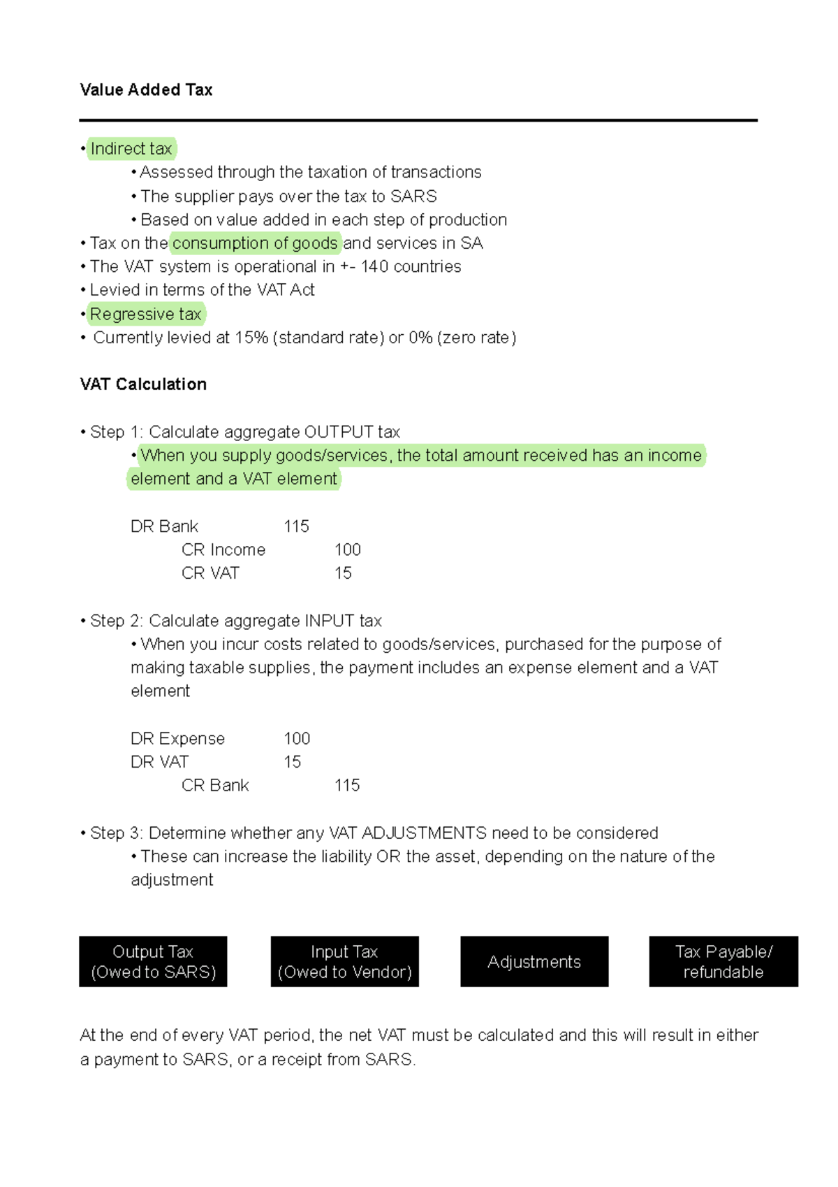 VAT overview and calculations for SA transactions (VAT 101) - Studocu