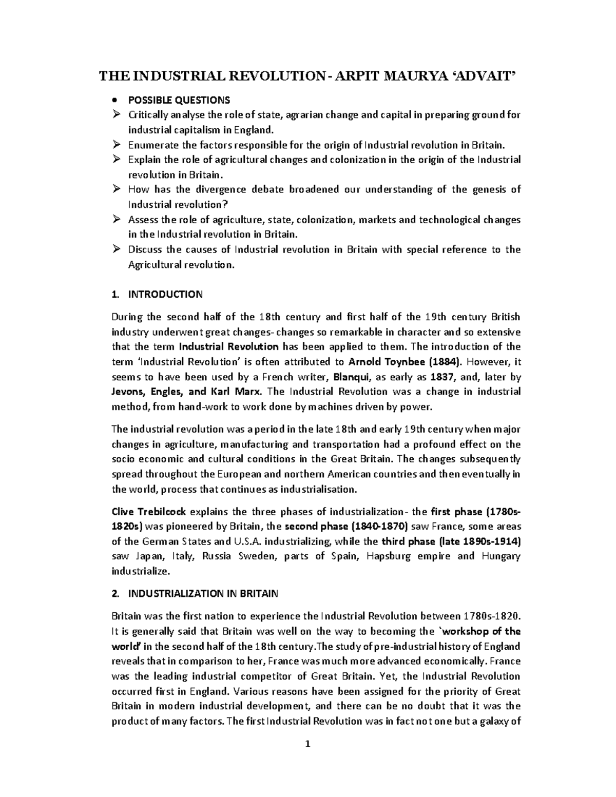5. Industrial Revolution and Great Divergence: Key Insights and Debate ...