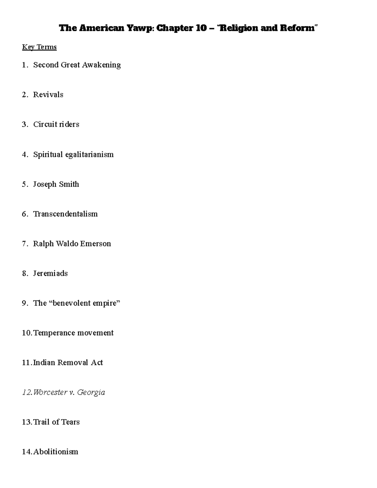 Garrett Dods - The American Yawp Ch. 10: Religion & Reform Notes - Studocu