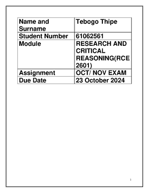 Tebogo Thipe 61062561 SSO2604 Assignment 01 - Name and Surname Tebogo ...