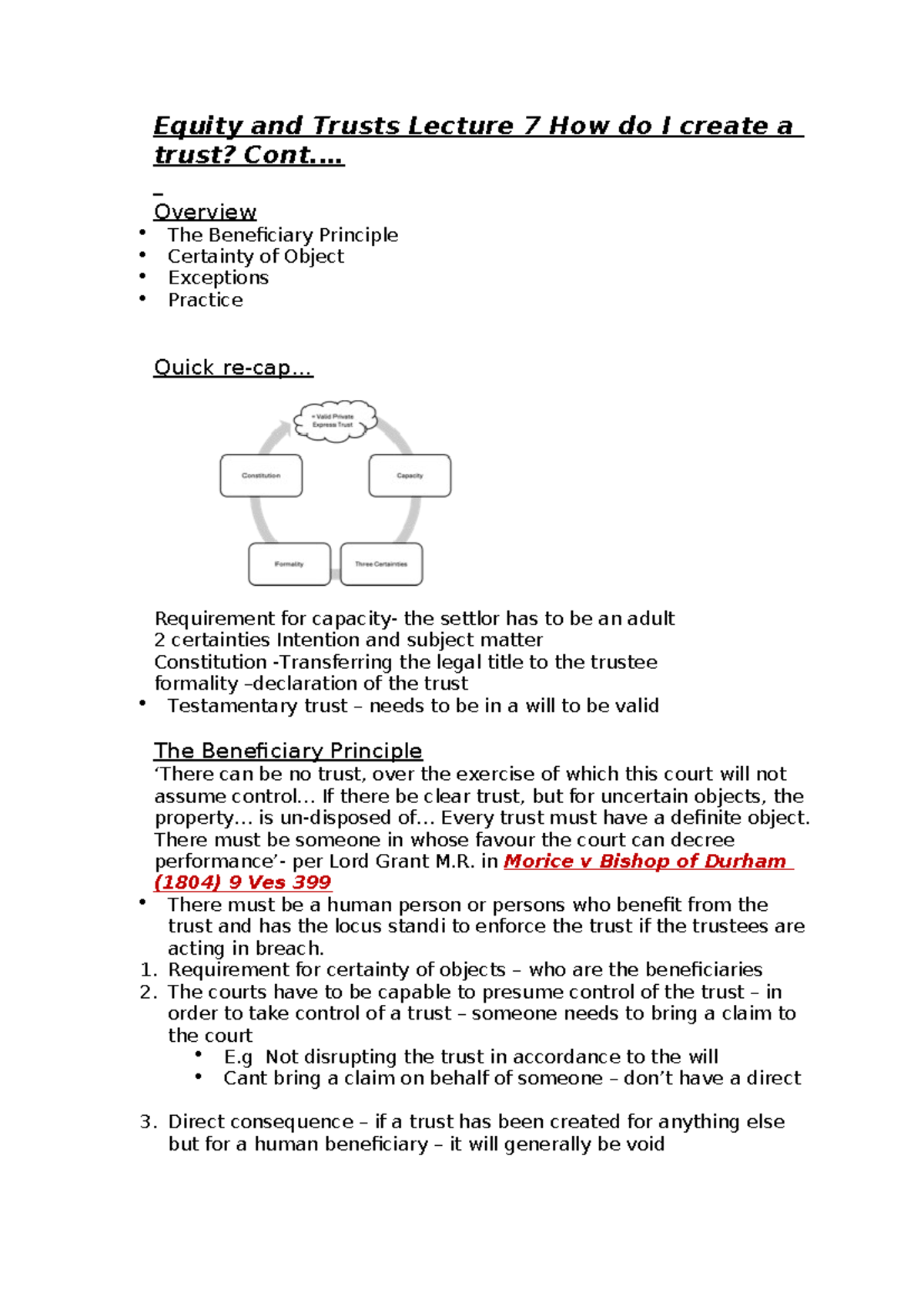 Equity and Trusts L7: Creating a Trust - Key Principles Explained - Studocu