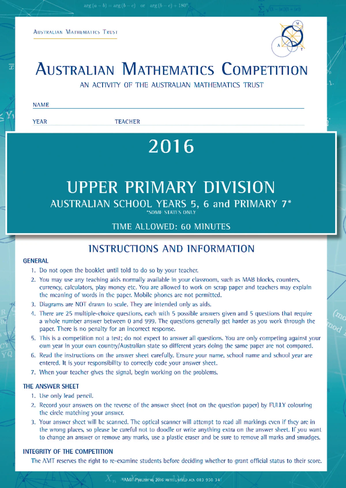 AMC 2022 JUN SOL - Answers - Australian Mathematics Competition 2022 ...