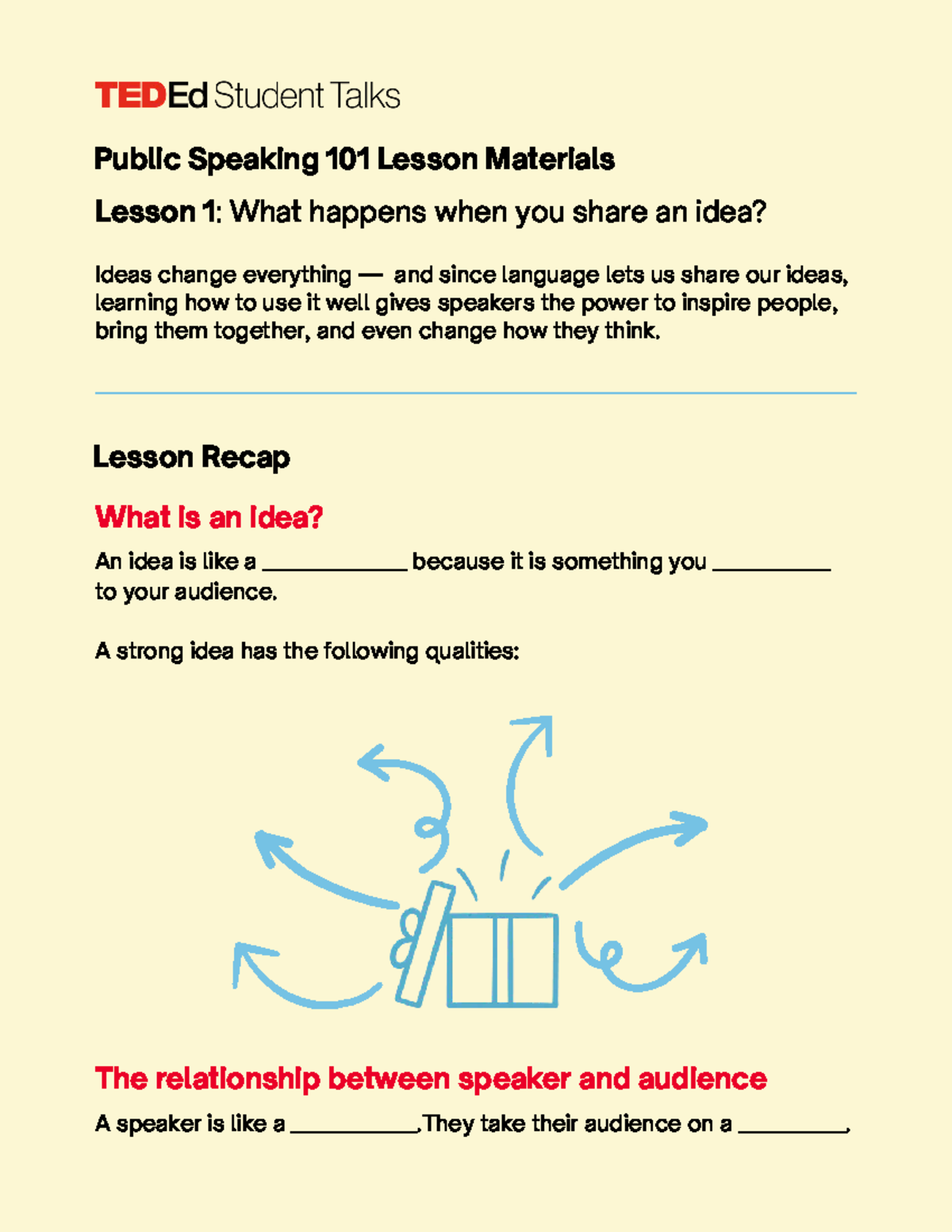 Public Speaking 101 Lesson 1: The Power of Sharing Ideas - Studocu